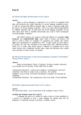 Second language acquisition (question and answers) | DOCX