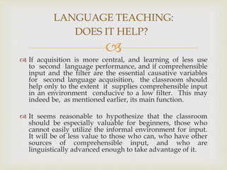Second language Acquisition theory | PPTX