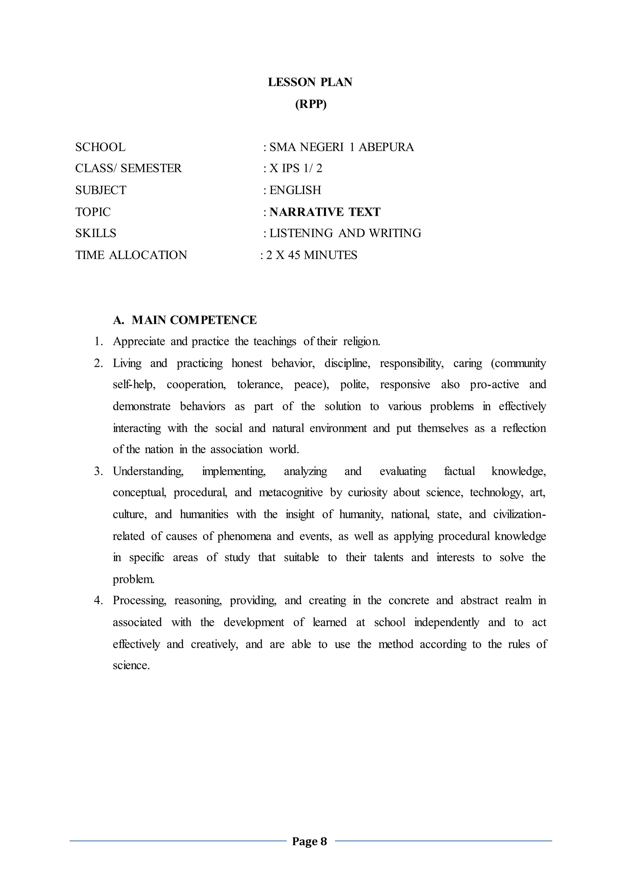 Second lesson plan of teaching practice | PDF