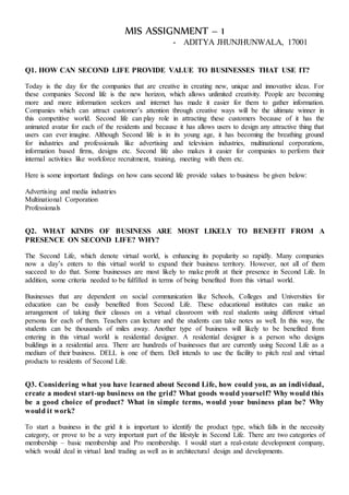 Second Life Case Study | PDF