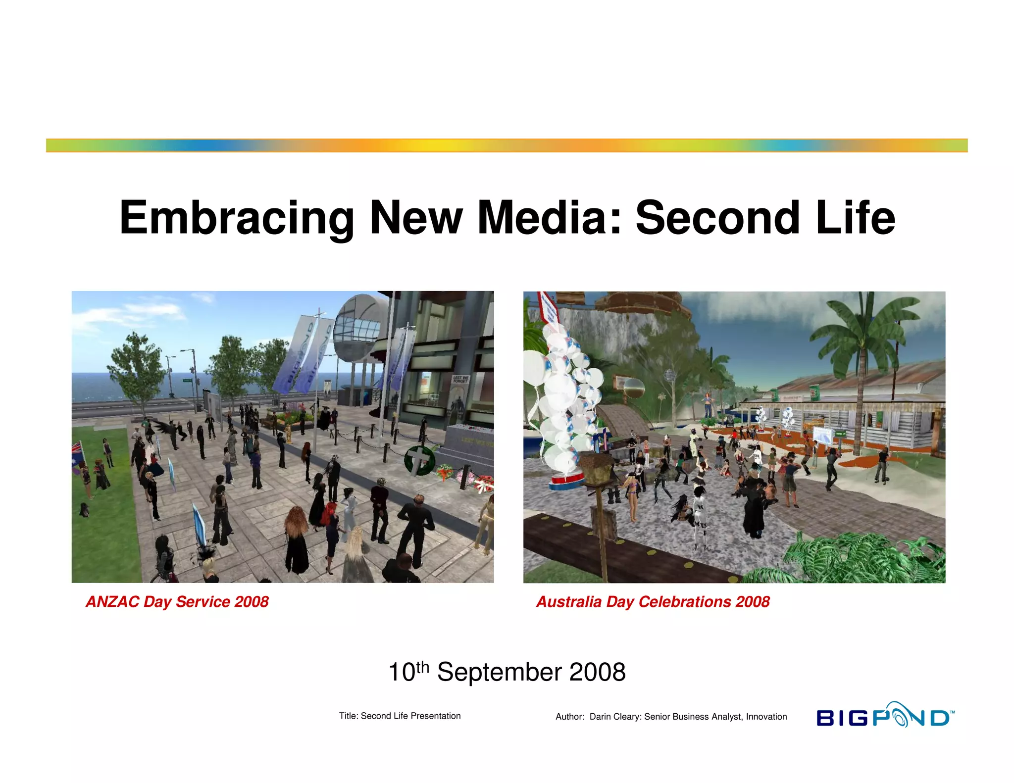 Second Life University of Sydney Presentation | PPT