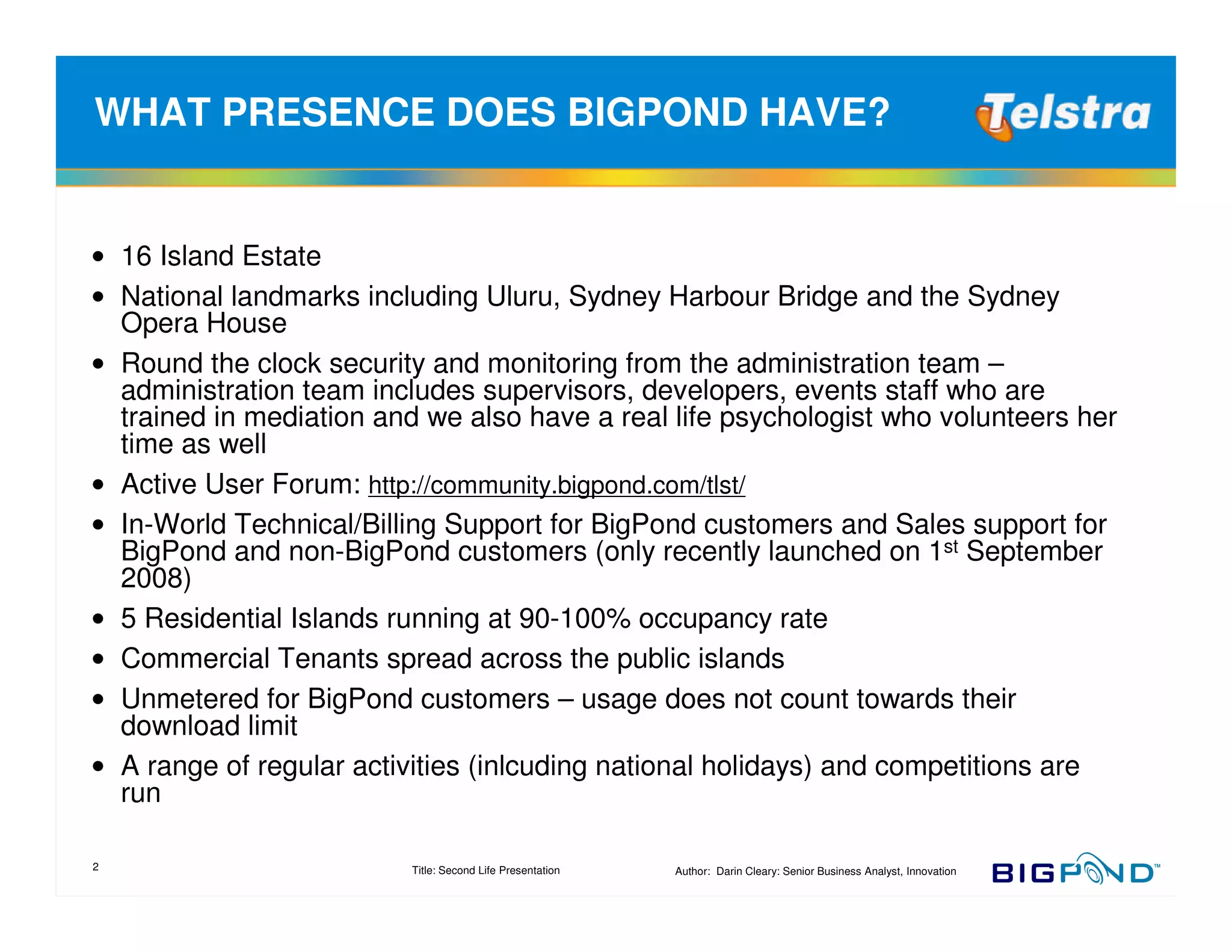 Second Life University of Sydney Presentation | PPT | Free Download