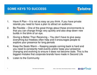 Second Life University of Sydney Presentation | PPT