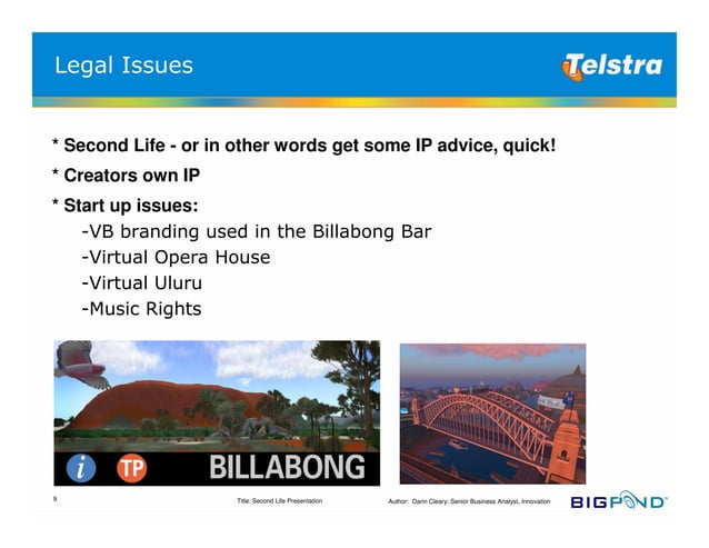 Second Life University of Sydney Presentation | PPT