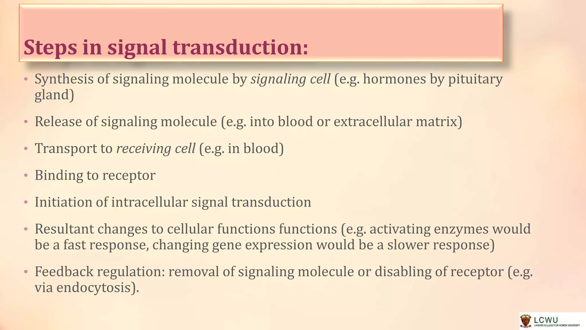Second messenger and signal transduction pathways | PPT