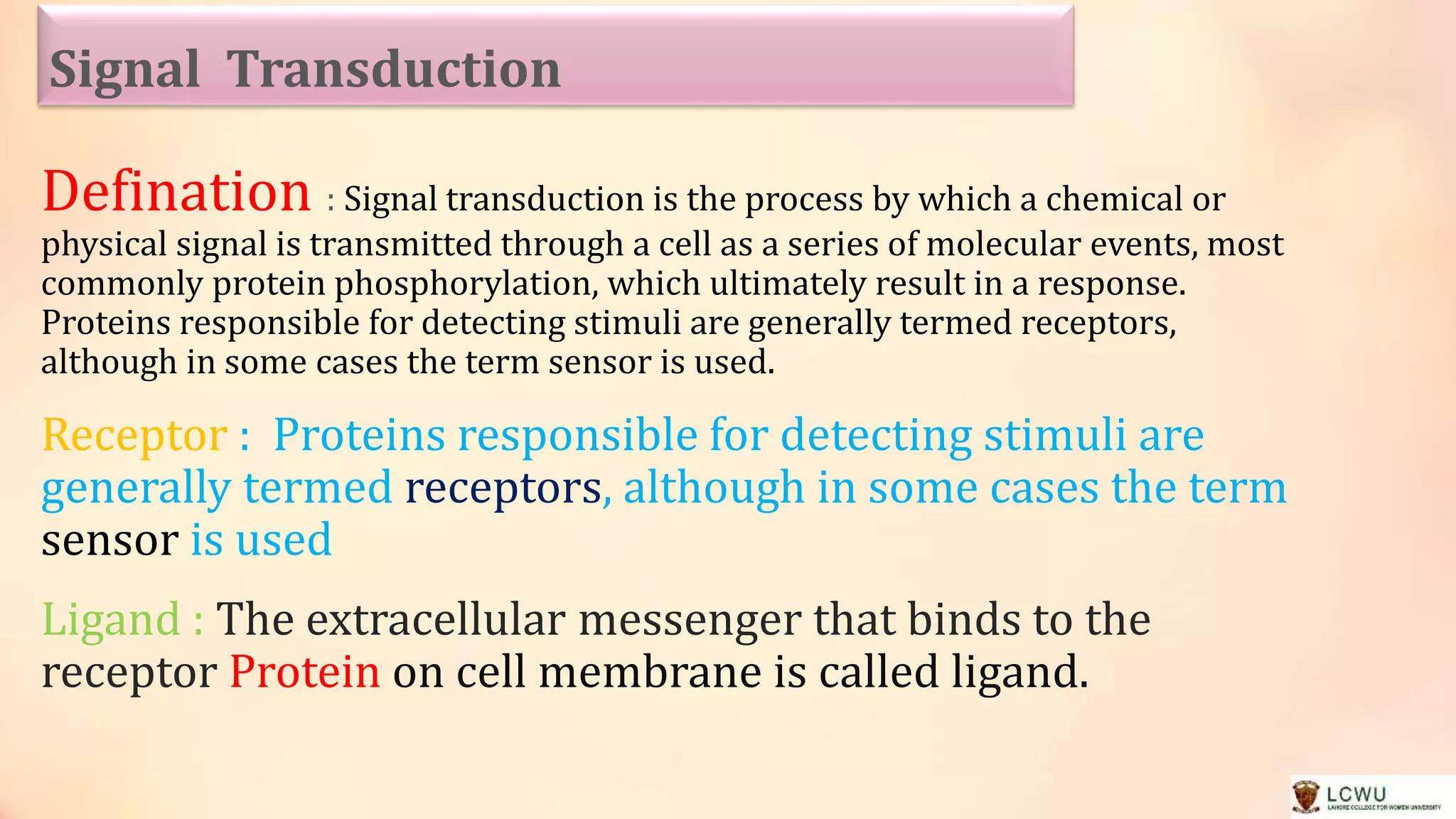 Second messenger and signal transduction pathways | PPT
