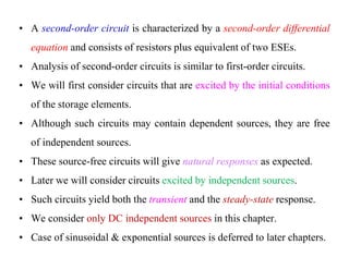 Second order circuits linear circuit analysis | PDF