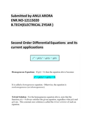 Second order differential equations and its current use | DOCX