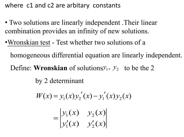 Second order homogeneous linear differential equations | PPTX