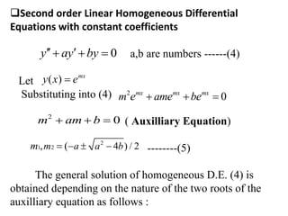 Second order homogeneous linear differential equations | PPTX