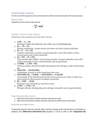 Second order reaction | DOCX | Chemistry | Science