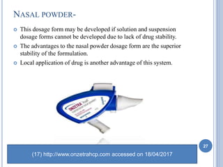 Nasal Drug Delivery System | PPTX