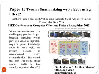 Mtech Second progresspresentation ON VIDEO SUMMARIZATION | PPT