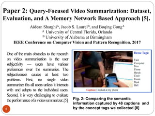 Mtech Second progresspresentation ON VIDEO SUMMARIZATION | PPT