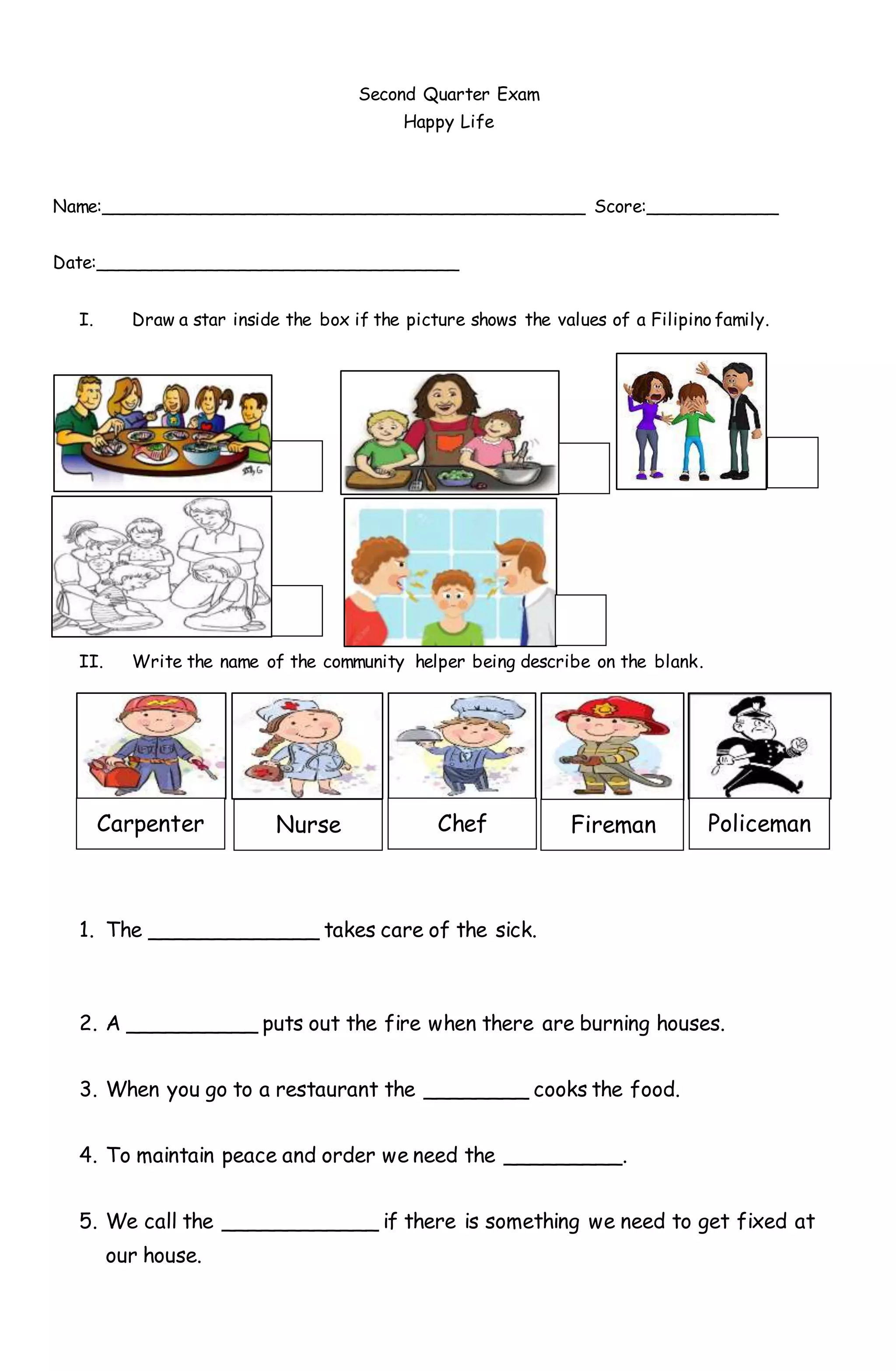 Second quarter test papers | DOCX