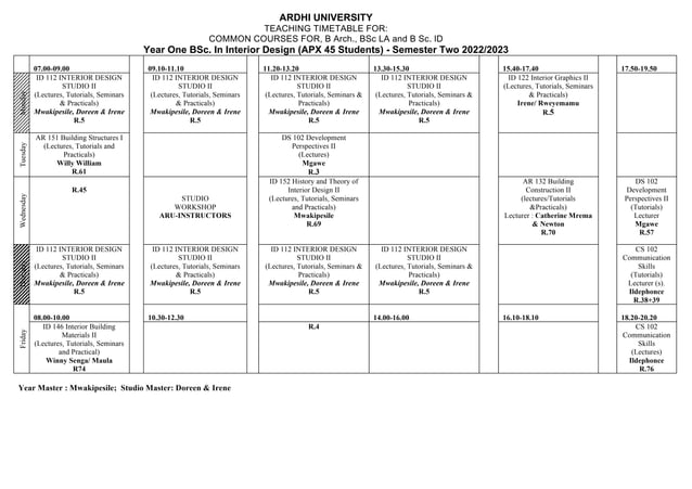 SECOND SEMESTER TIMETABLE.pdf | Arts and Crafts | Hobbies & Interests