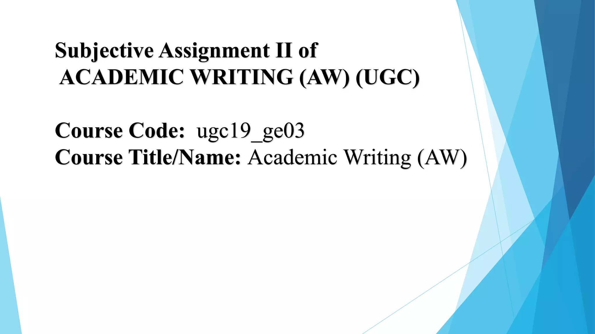 Second subjective assignment | PPT
