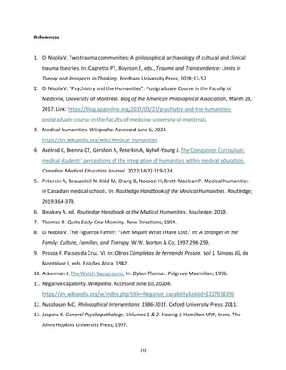 “Psychiatry and the Humanities”: An Innovative Course at the University ...