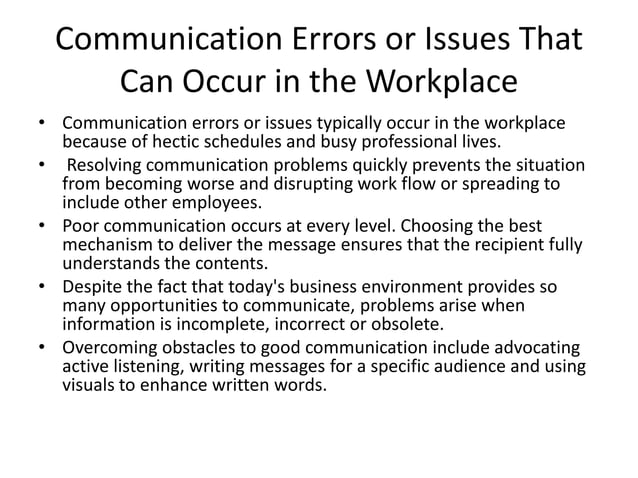 communication errors | PPTX | Career Advice | Careers