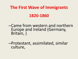 Second Wave Immigration | PPTX | Politics