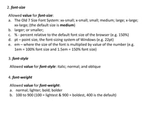 Second year 2nd quarter CSBN - CSS, fonts and color | PPTX