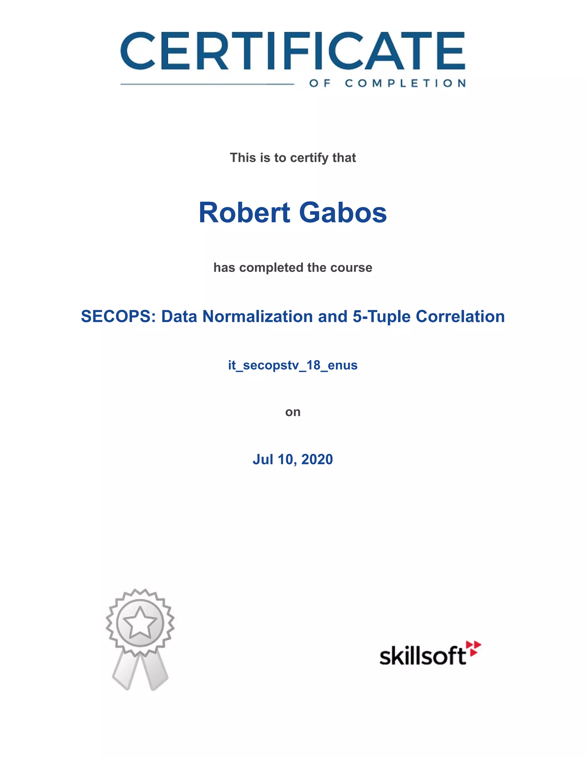SkillSoft - SECOPS Data Normalization and 5-Tuple Correlation | PDF