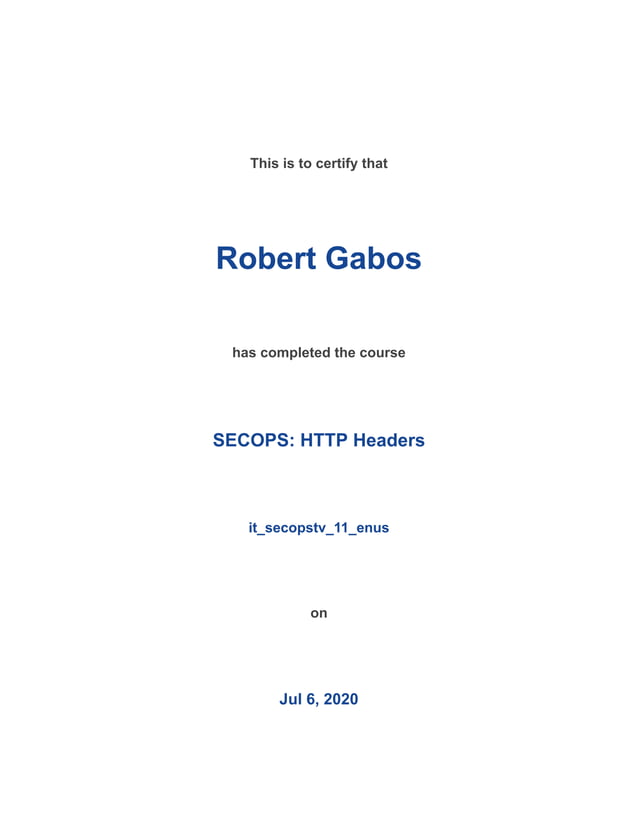SkillSoft - SECOPS HTTP Headers | PDF | Internet | Computing