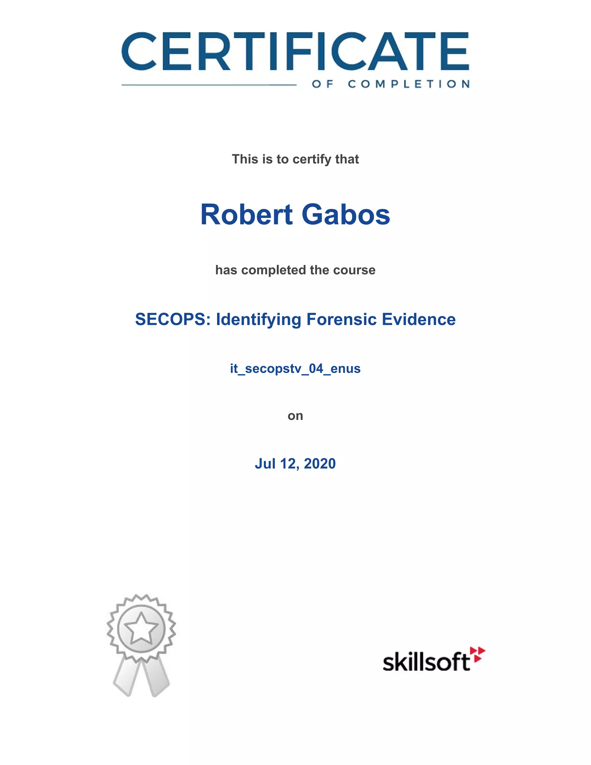 SkillSoft - SECOPS Identifying Forensic Evidence | PDF