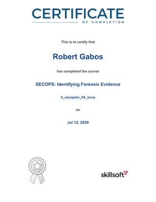 SkillSoft - SECOPS Identifying Forensic Evidence | PDF