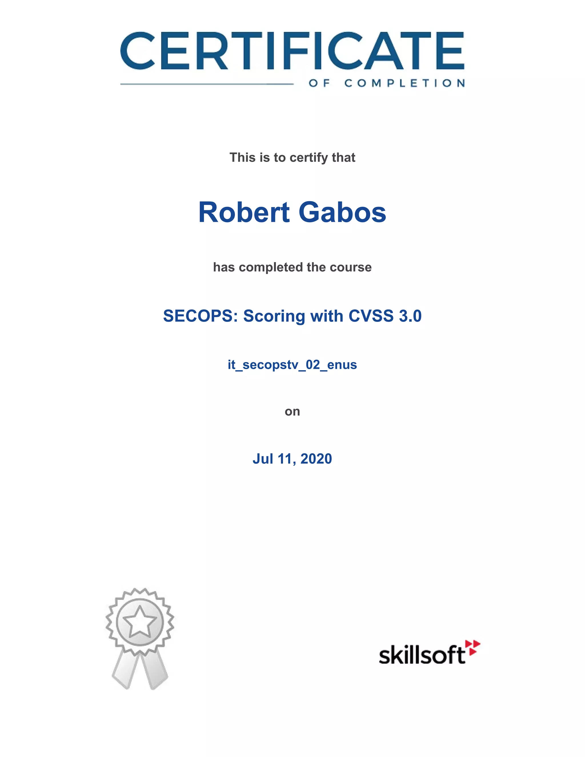 SkillSoft - SECOPS Scoring with CVSS 3.0 | PDF