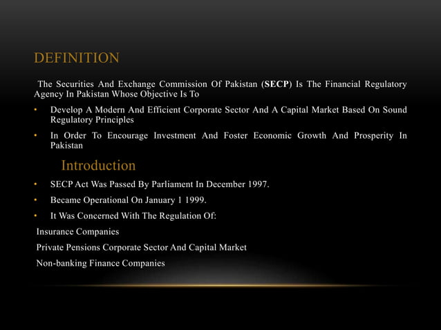 SECP | PPTX | Financial Regulation | Economy