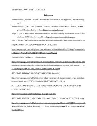 Four Balance Sheet Challenge Project | PDF