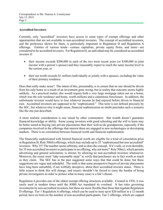 Sec Request for Comments Securities Offerings Rule 506, Form S-1 Reg A ...