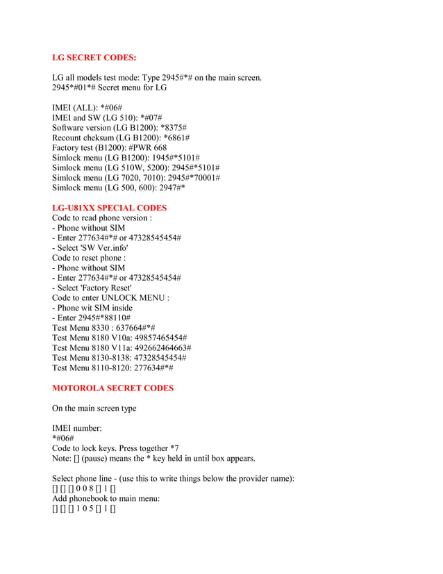 Secret Codes | PDF | Smartphones | Consumer Electronics