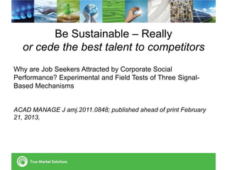 The Secret Advantage of Authentic Sustainability | PPTX