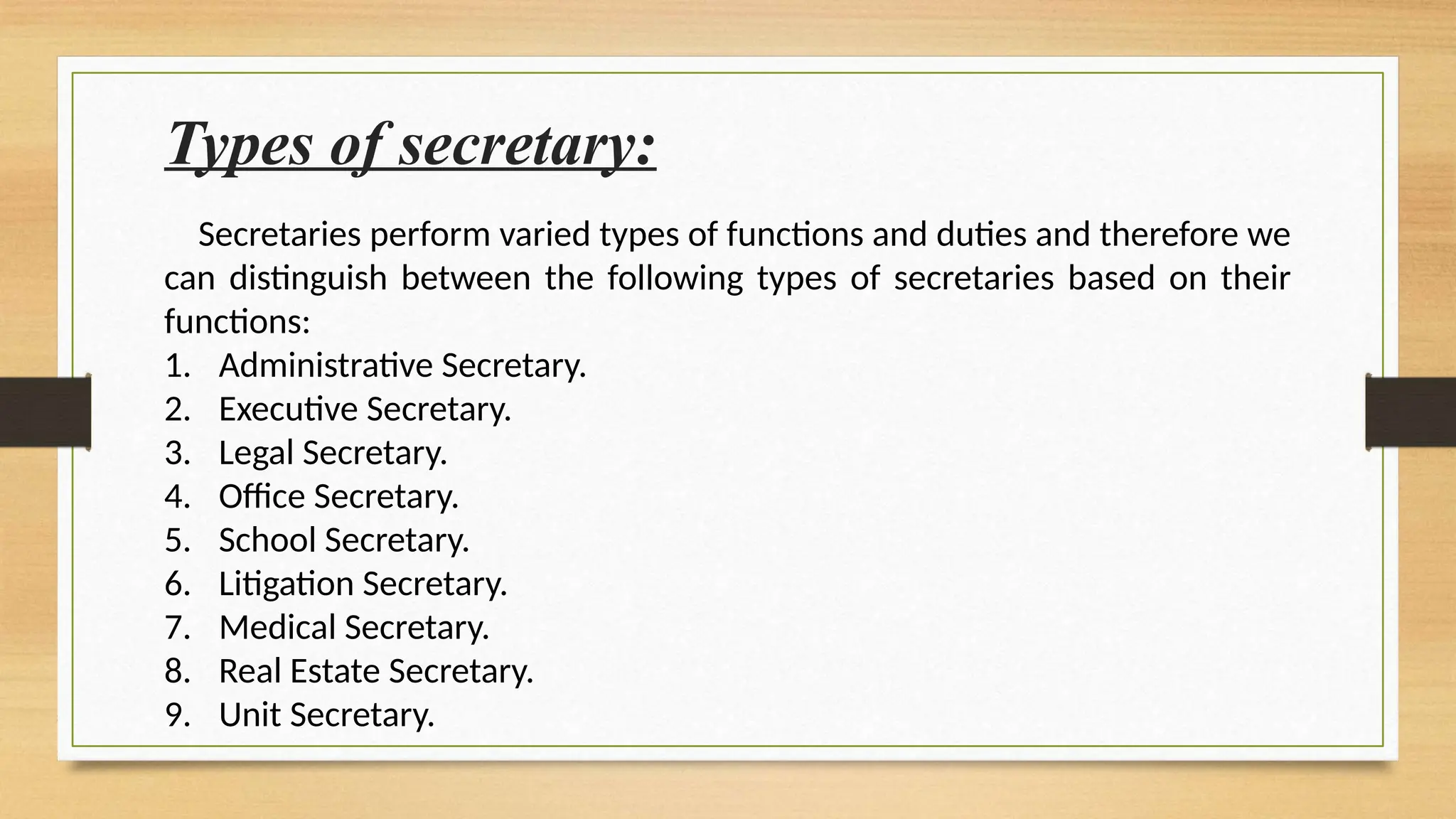 Secretarial ...