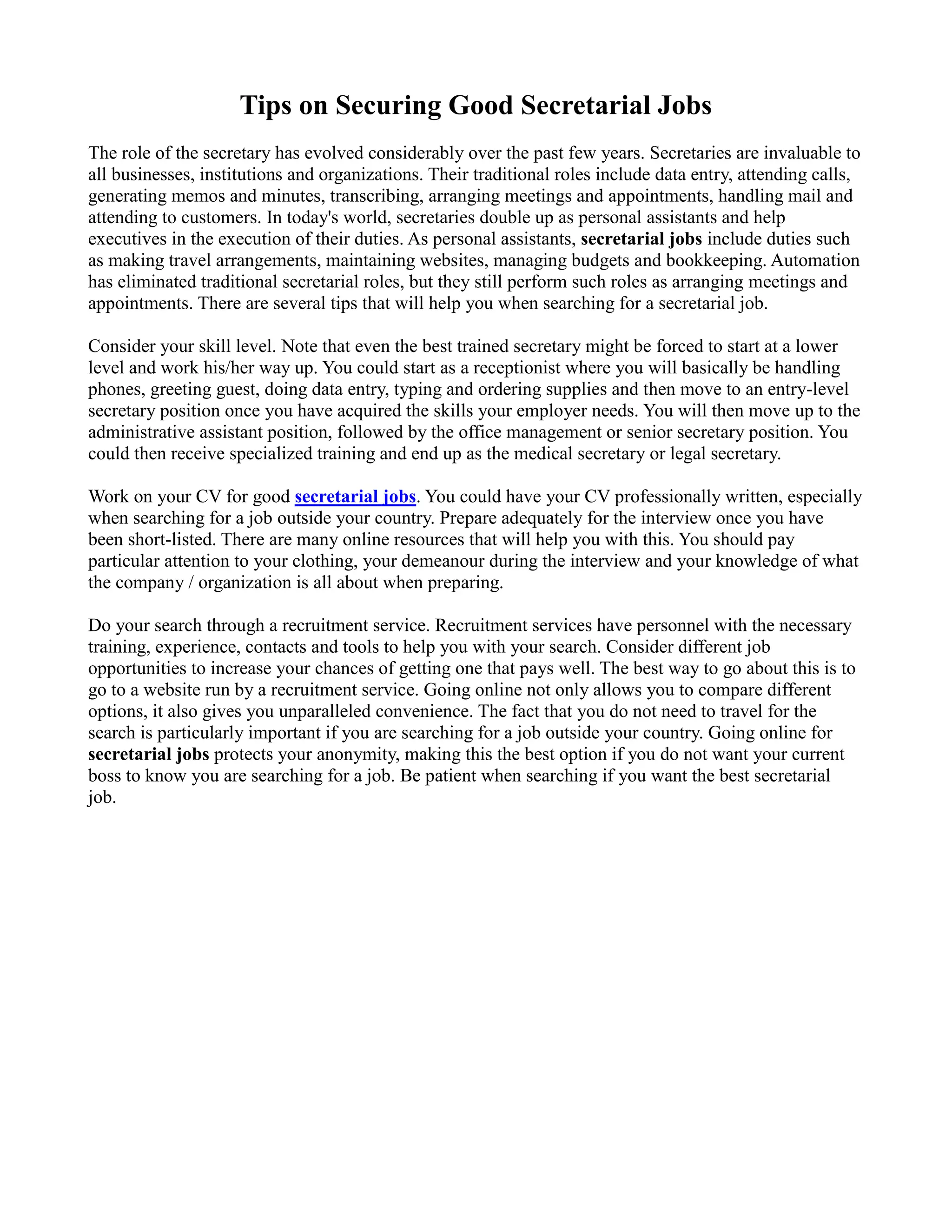 Secretarial-Jobs | PDF