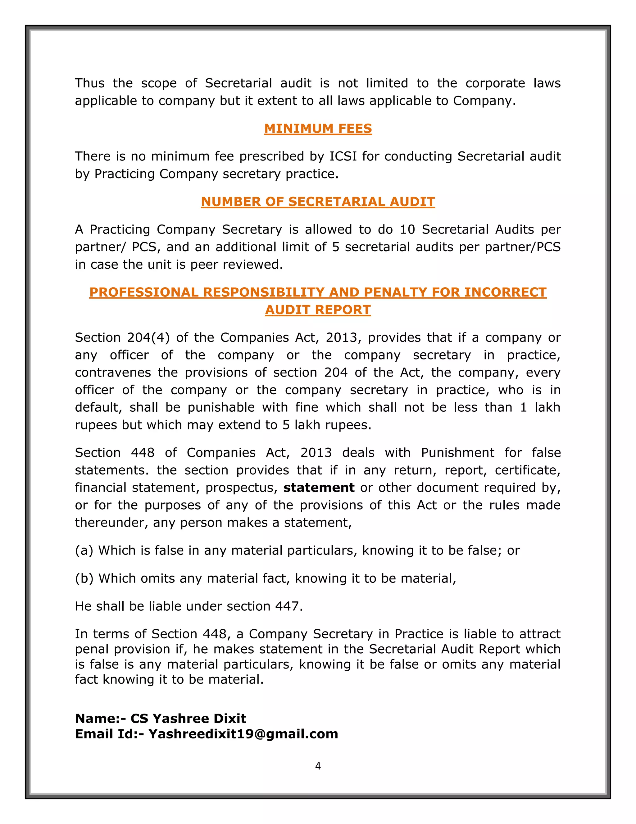 Secretarial audit | PDF