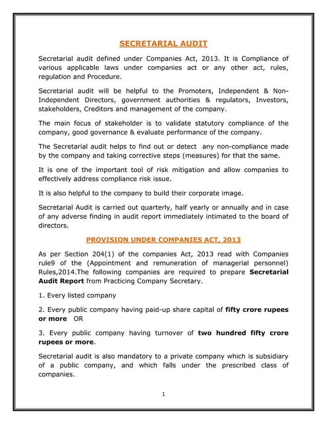 Secretarial audit | PDF