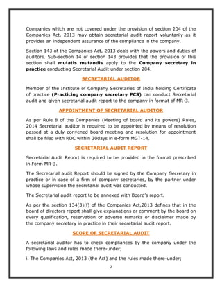 Secretarial audit | PDF | Business Accounting & Finance | Business