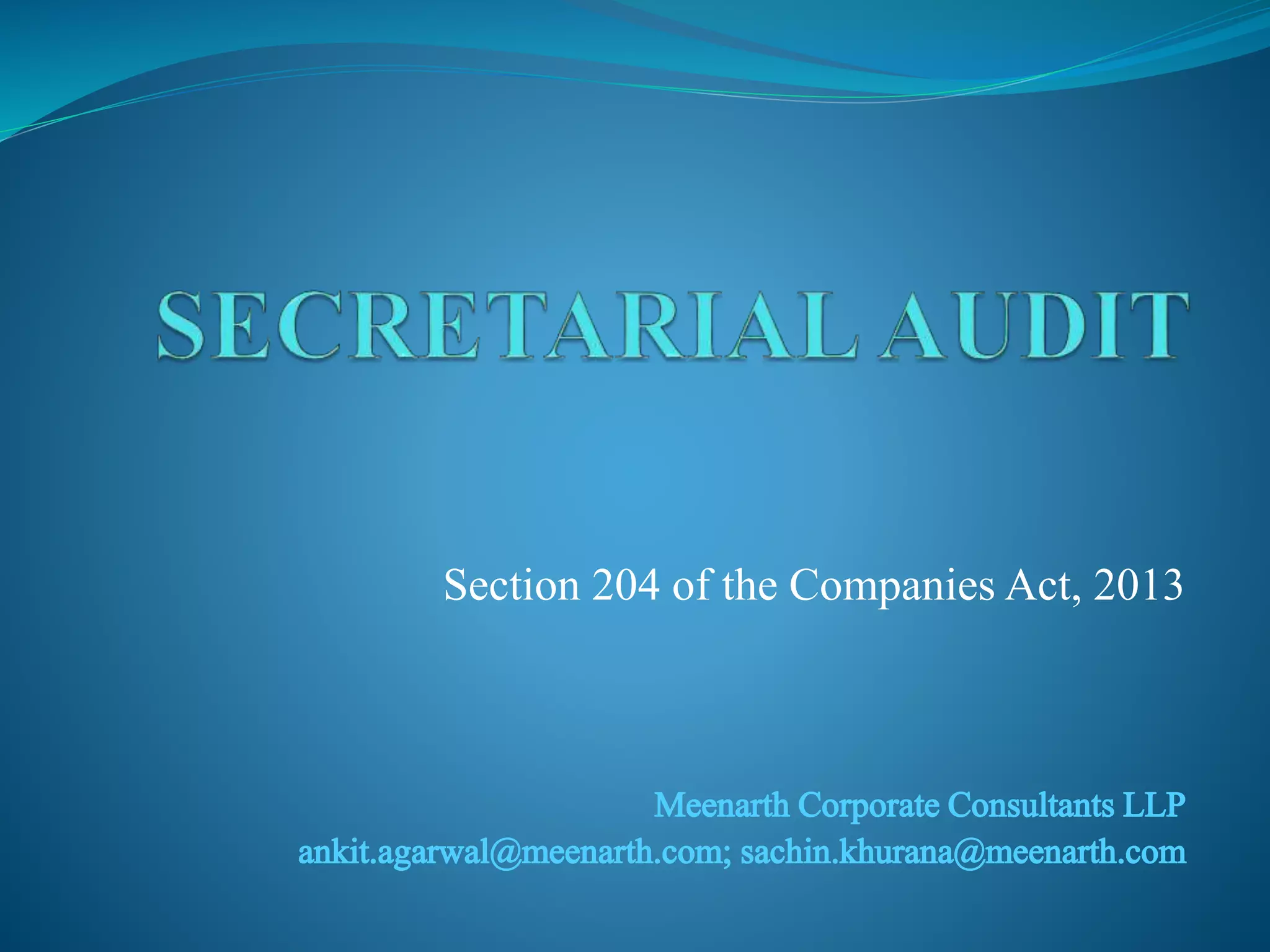 Secretarial audit ppt | PPT Secretarial audit ppt | PPT