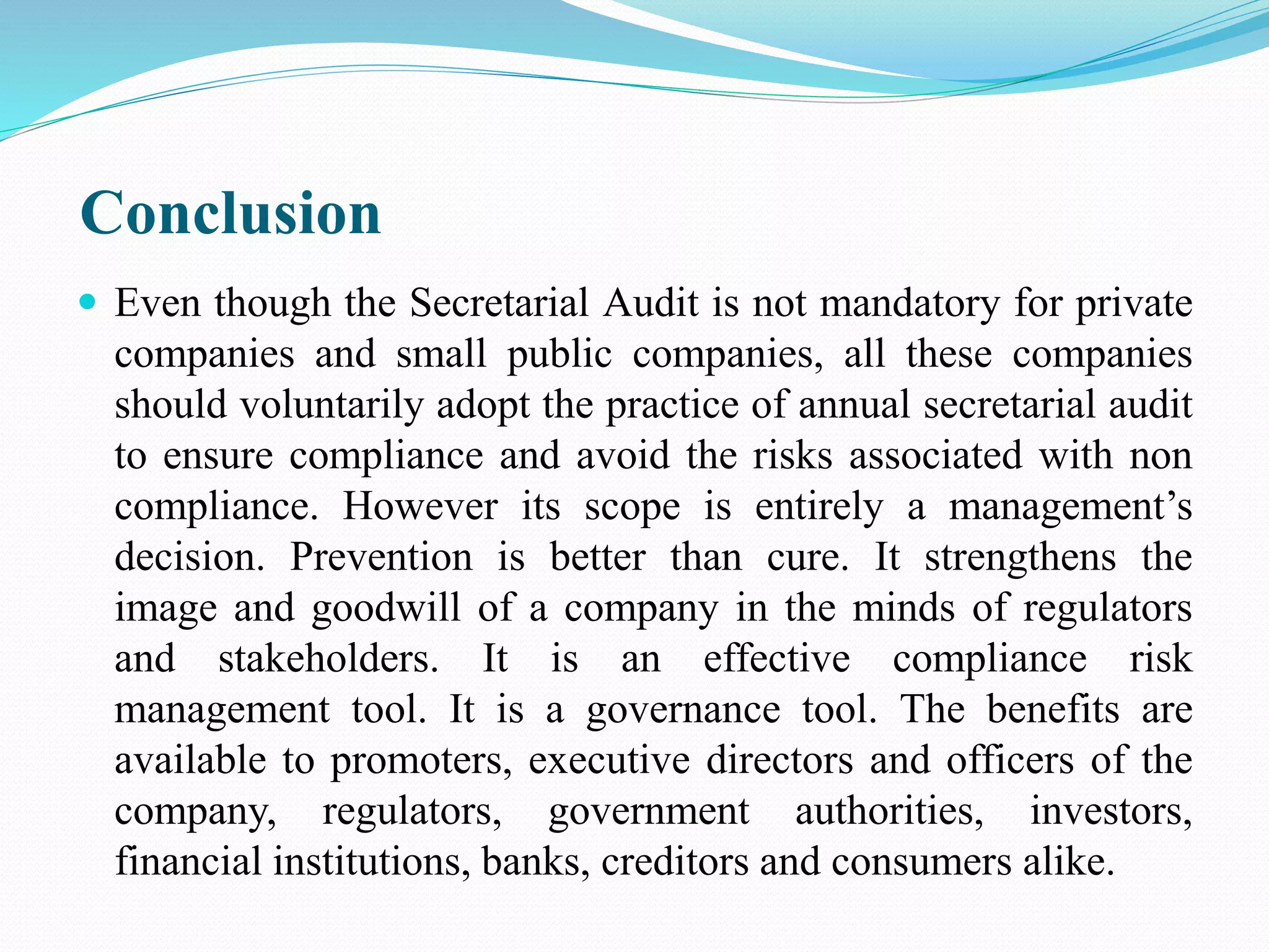 Secretarial audit ppt | PPTX