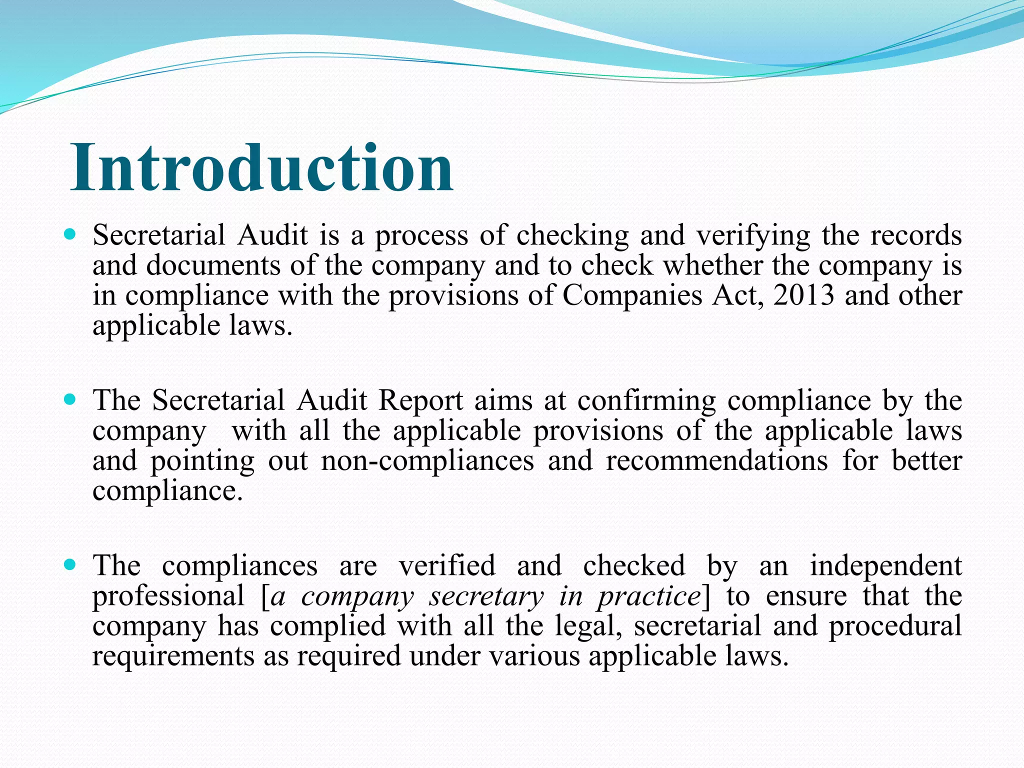 Secretarial audit ppt | PPTX