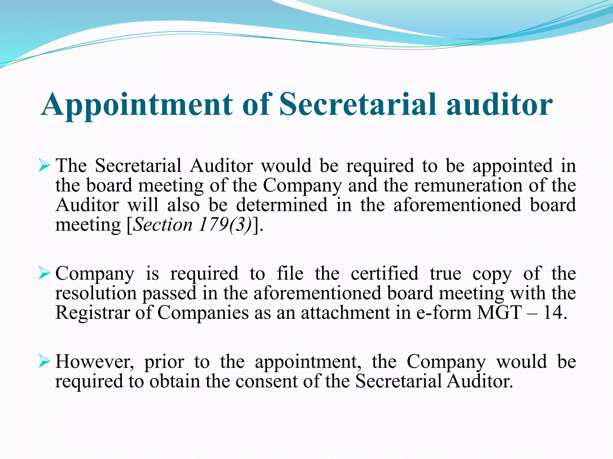 Secretarial audit ppt | PPTX