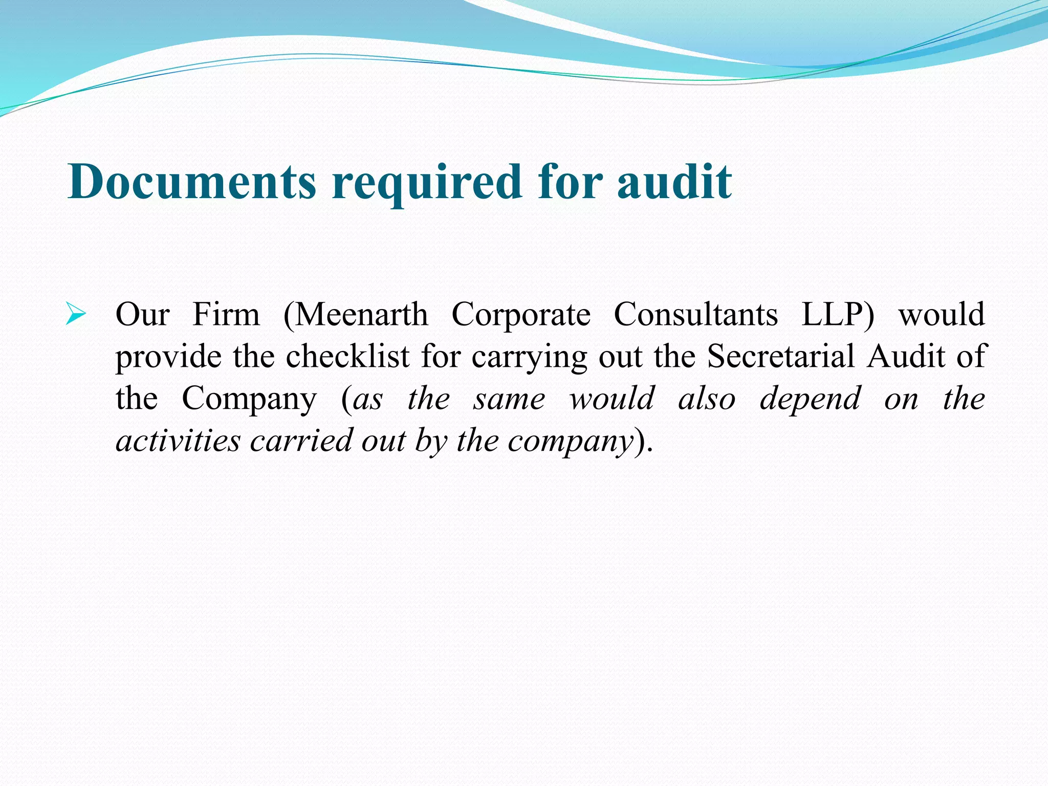 Secretarial audit ppt | PPTX
