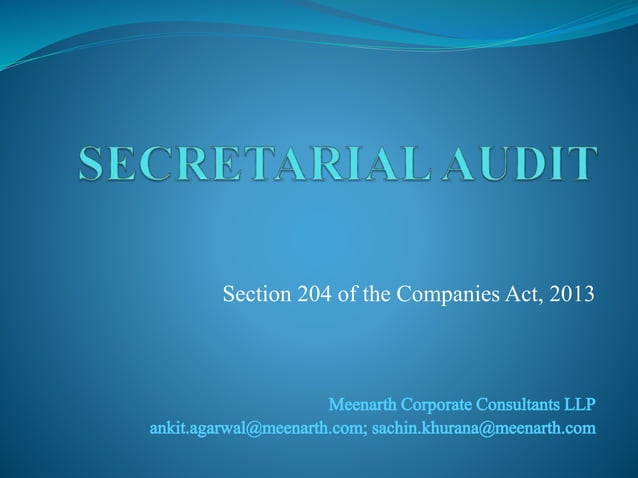 Secretarial audit ppt | PPTX | Financial Regulation | Economy