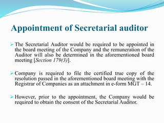 Secretarial audit ppt | PPTX