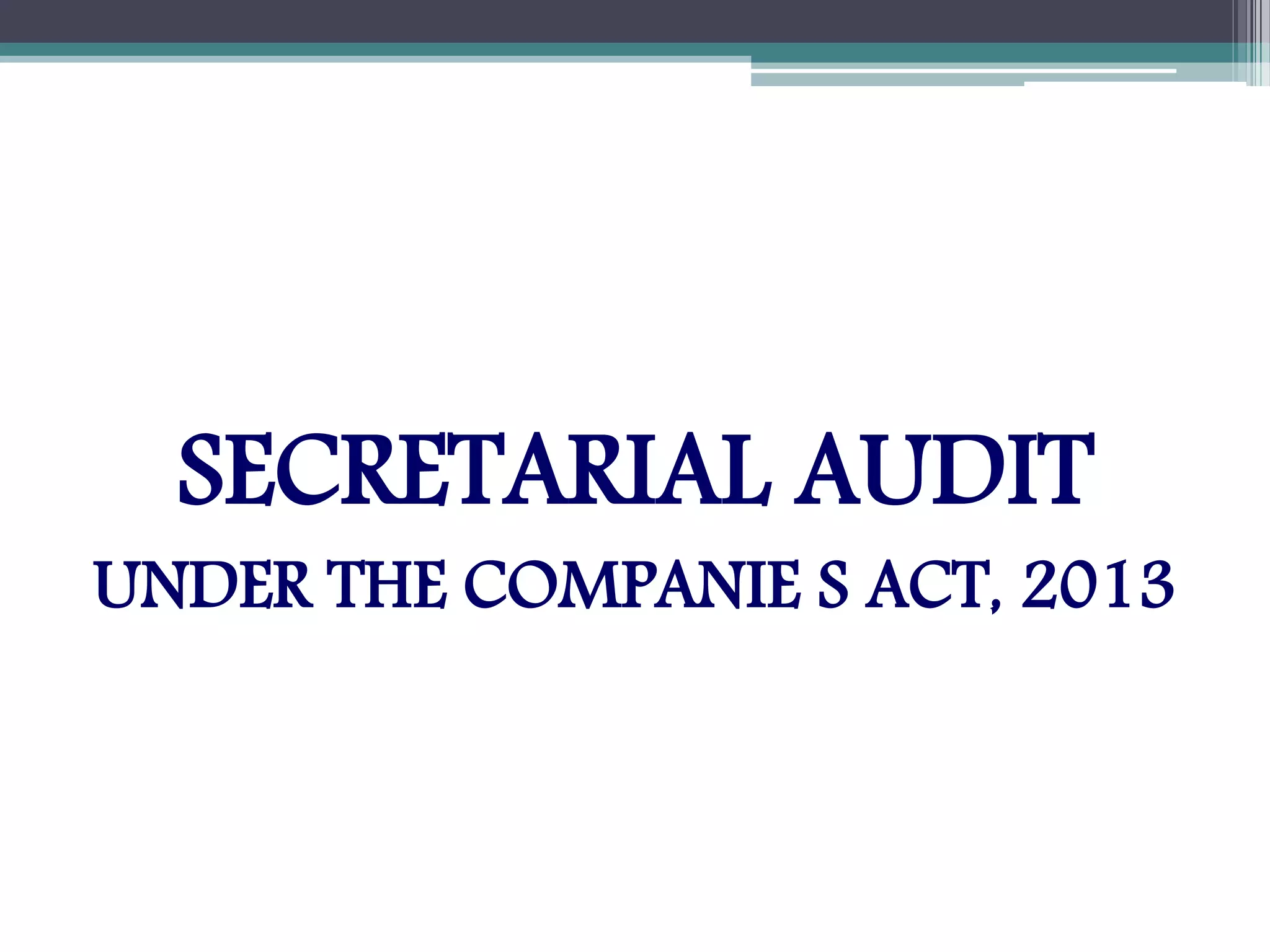 Secretarial Audit | PPT