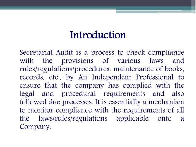 Secretarial Audit | PPT | Financial Regulation | Economy