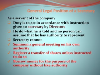 SECRETARIAL PRACTICE - Duties and responsibilities of Company secretary ...